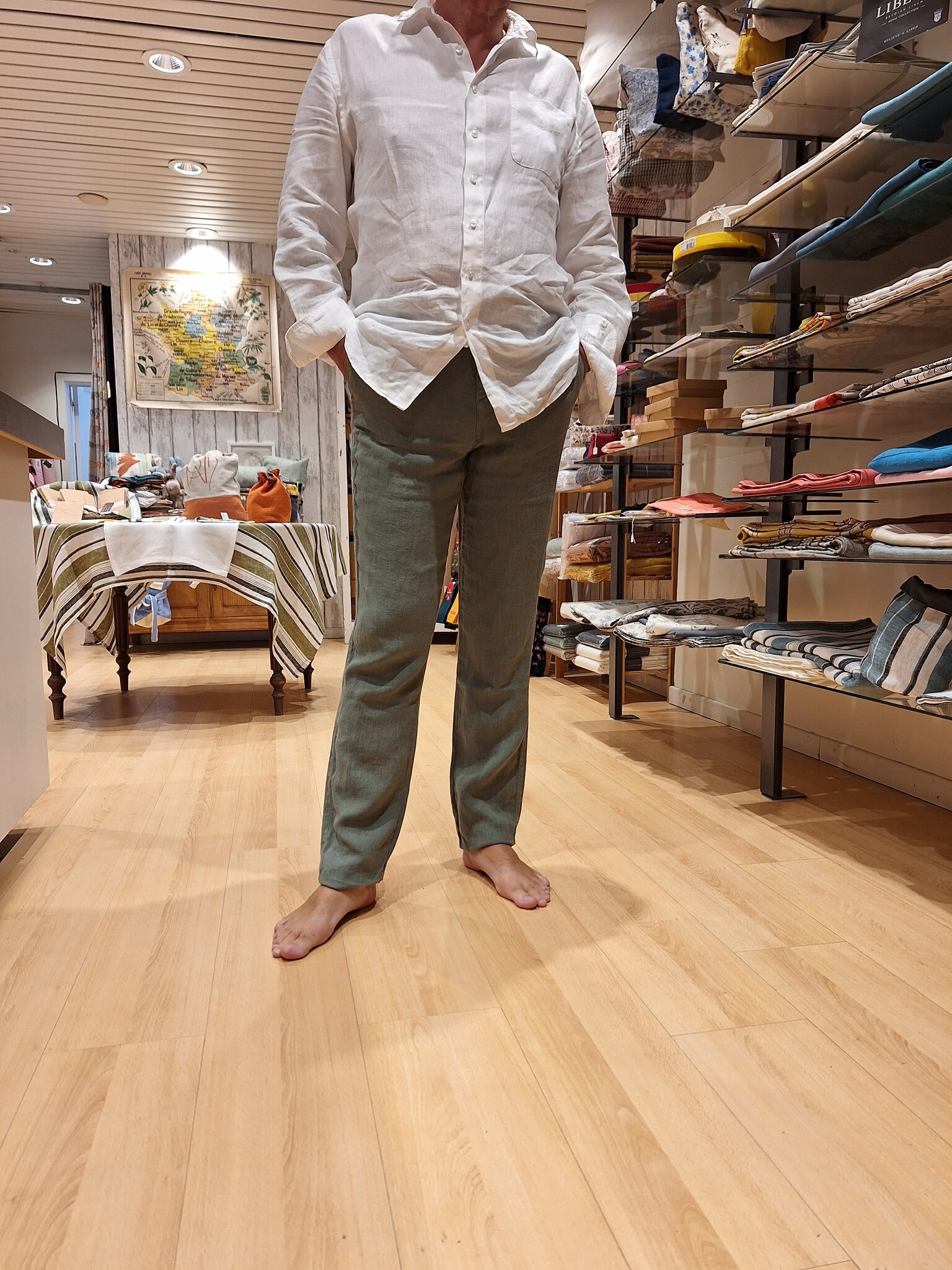 Pantalon en lin Clark olive - Le Grenier du Lin