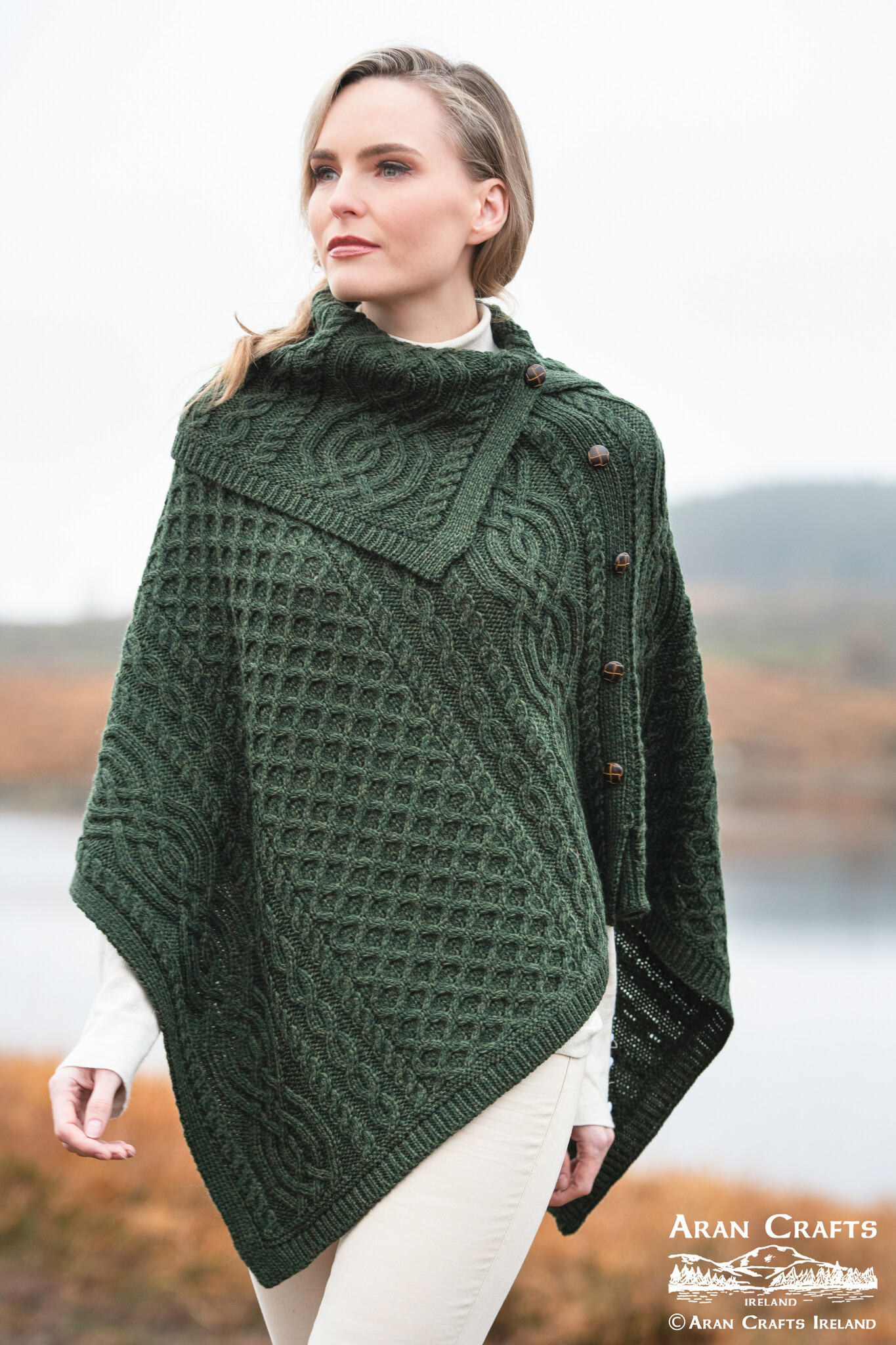 Irish wool poncho tipperary CW4784 - Le Grenier du Lin