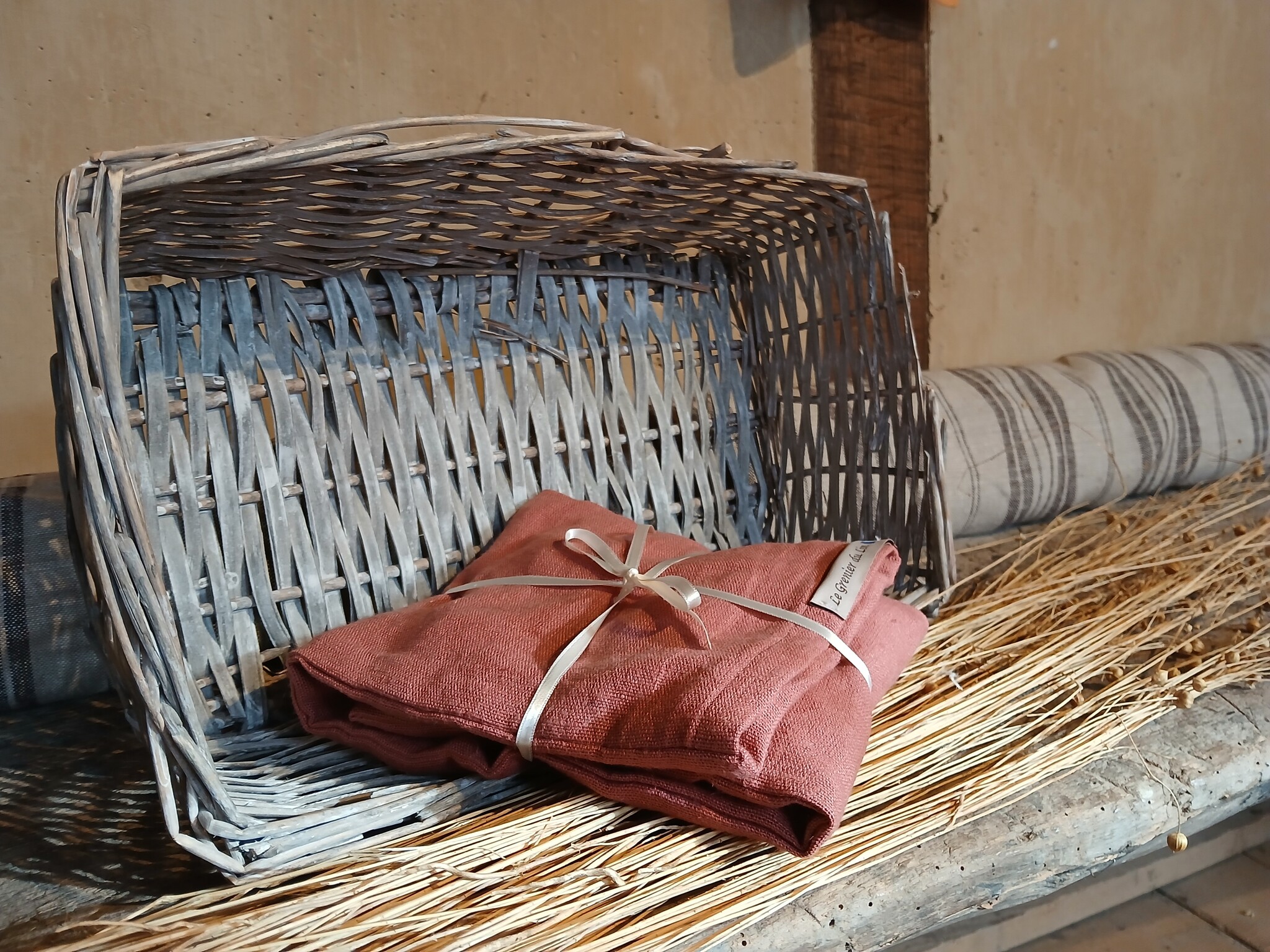 Rosewood-coloured flaxseed hot-water bottle - Le Grenier du Lin