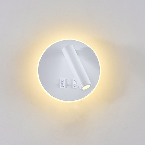 Wand leeslamp rond wit of zwart 3W + 8W rondom - Leddepot.be