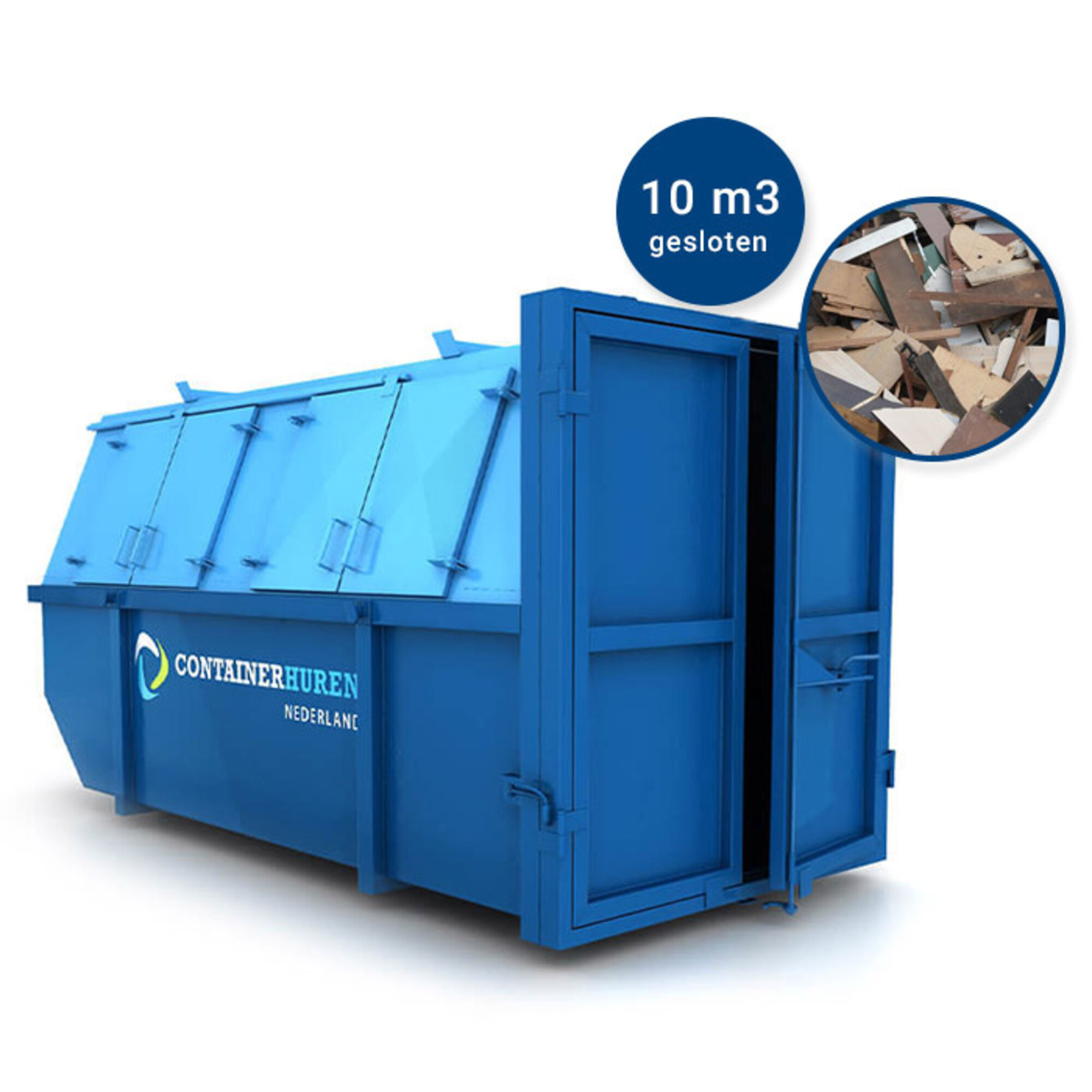 Houtcontainer 10m3 gesloten - Container Huren Nederland