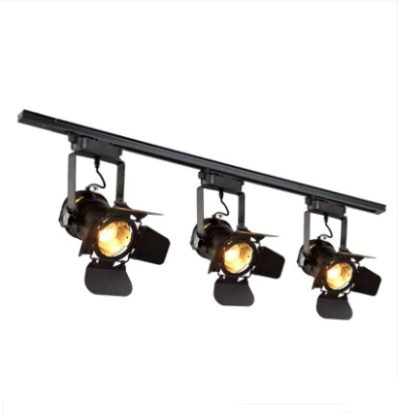 Spot sur rail industriel vintage noir E27 monophase - Ledspot-planet