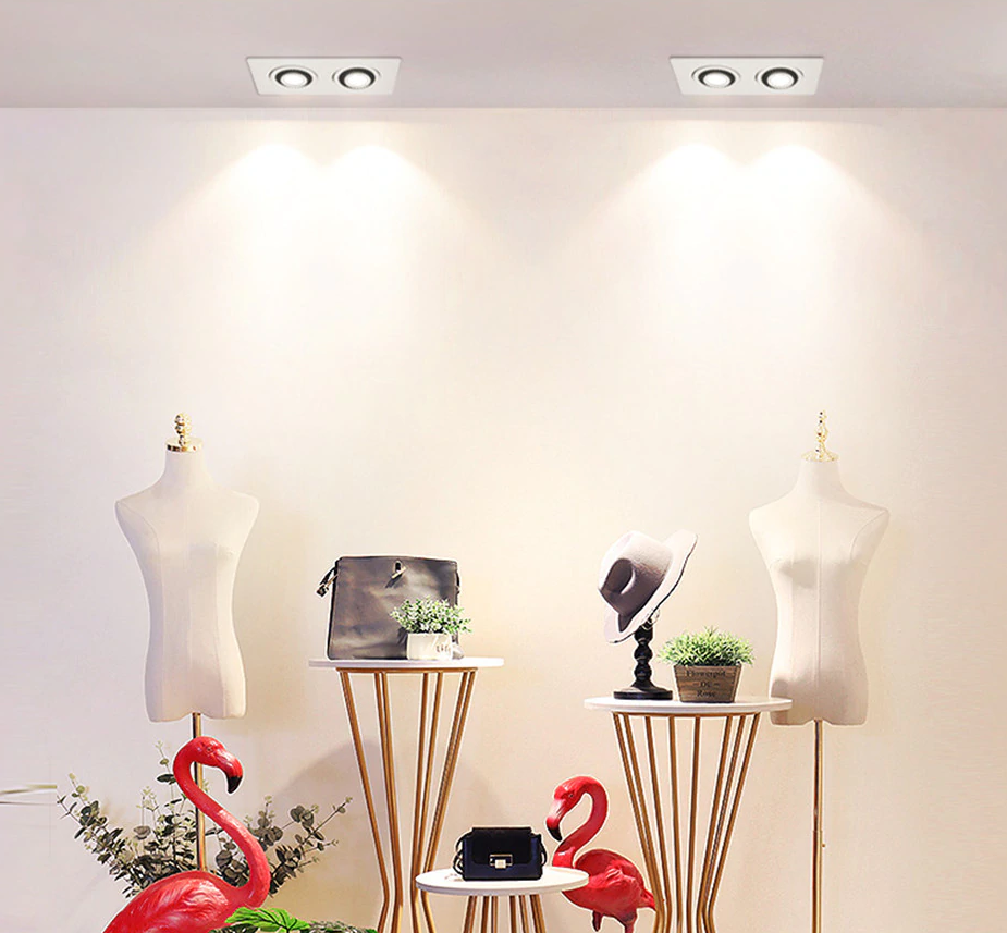 Rechthoekige inbouwspot 2x7W LED wit of zwart lage inbouwdiepte ...