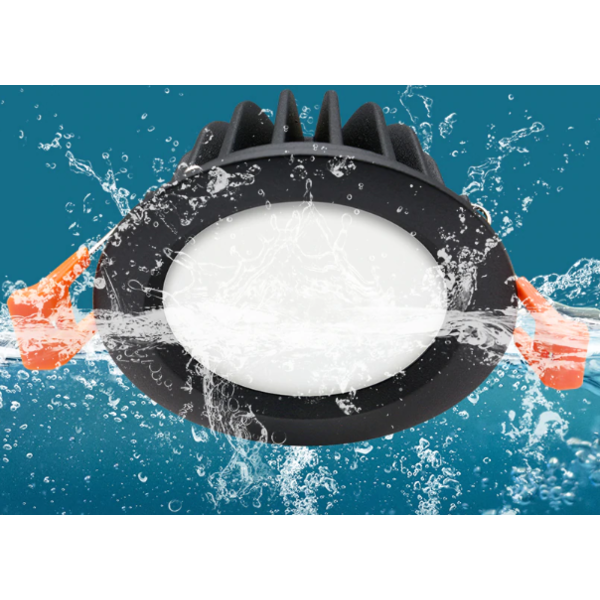 Spot LED encastrable IP65 dimmable 15W noir rond diamètre 110 mm