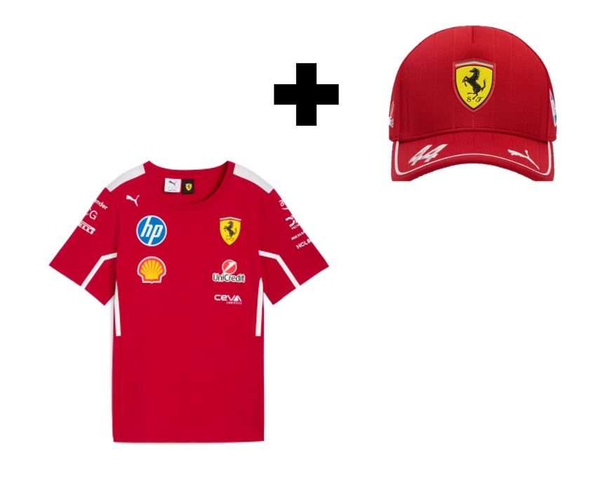 Ferrari Shirt and Hamilton Cap Bundle 2025 - The Racing Store