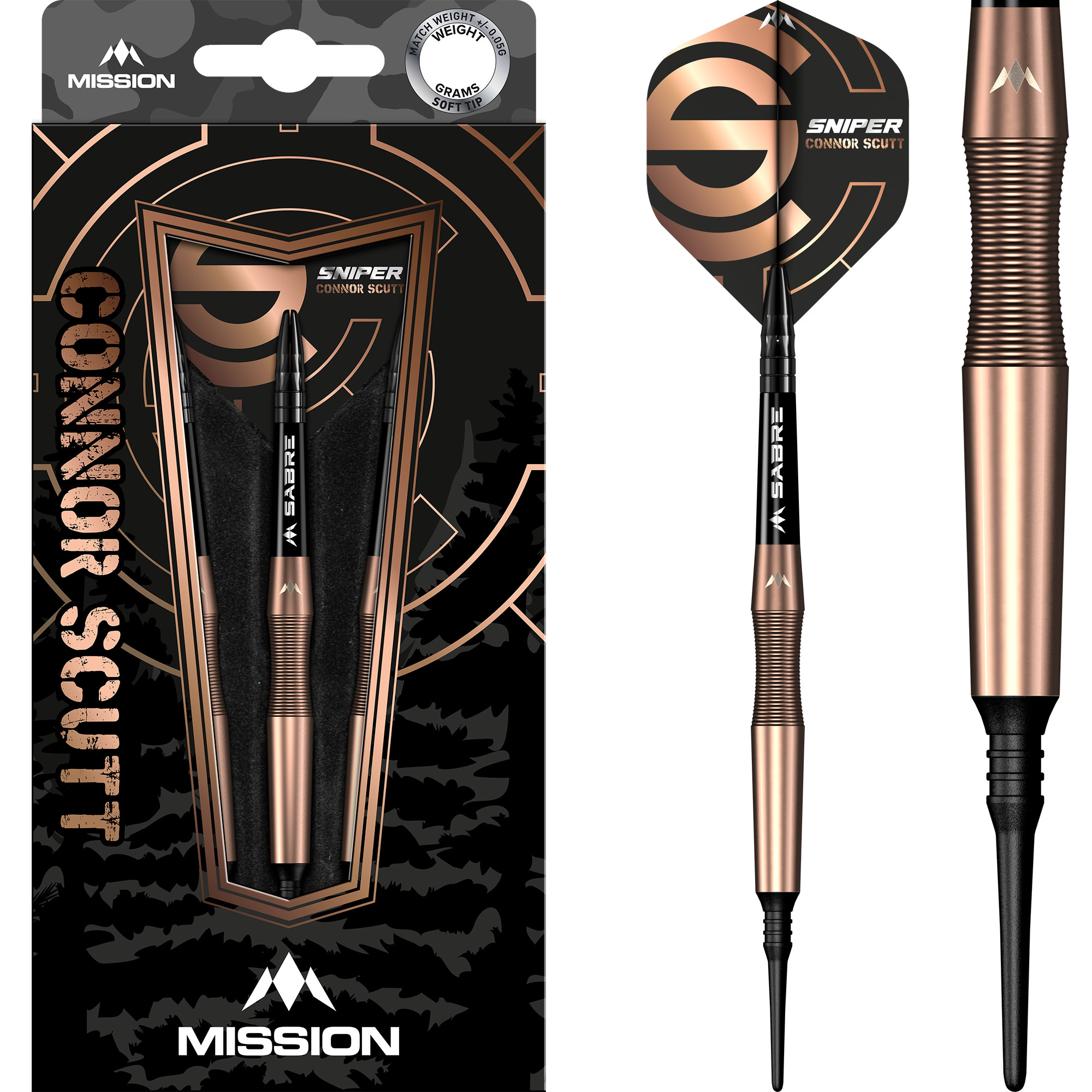 Mission Connor Scutt V2 90% - Šipky Soft - Dartshopper.cz
