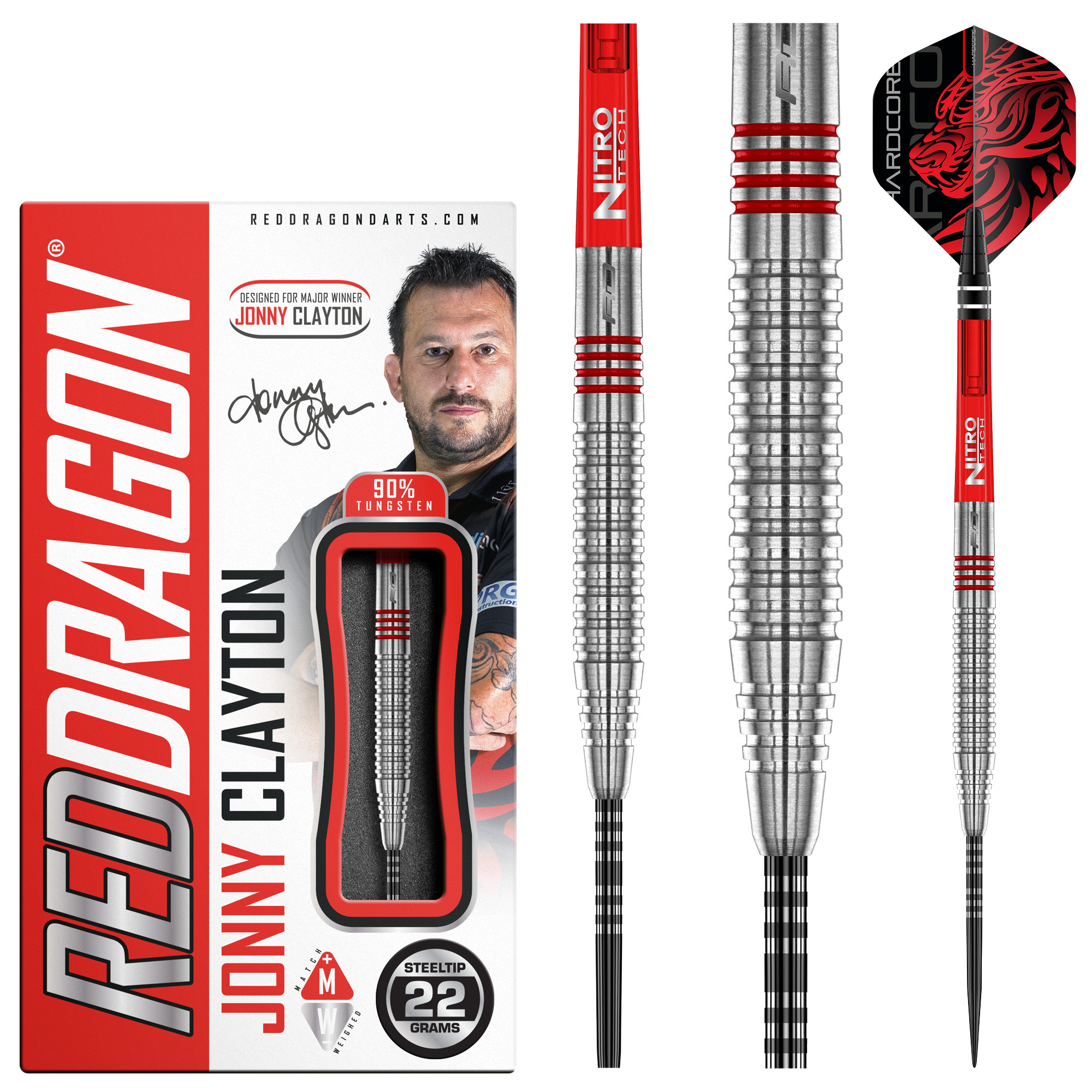 Red Dragon Jonny Clayton 2.0 90% - Šipky Steel - Dartshopper.cz