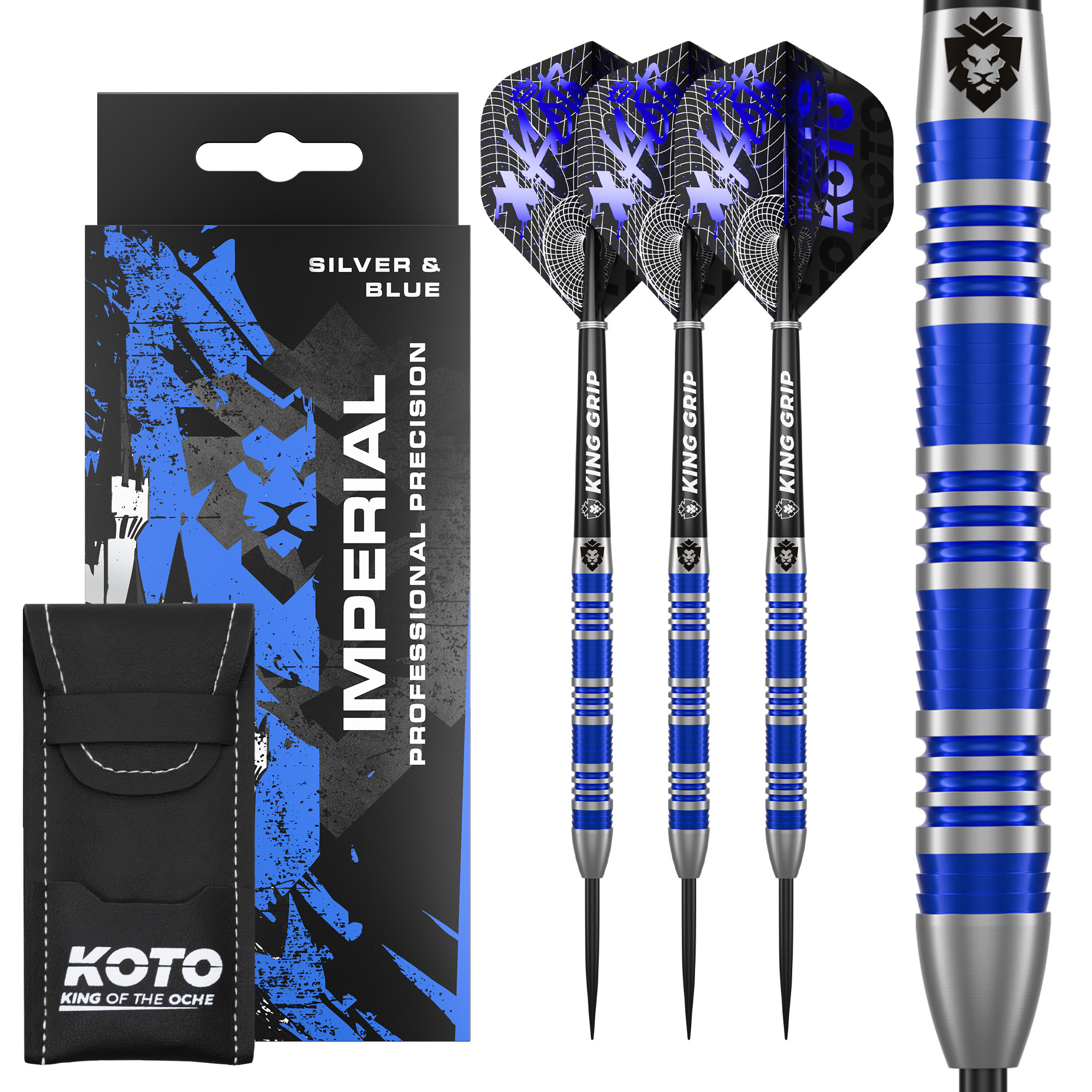 KOTO Imperial Silver Blue 80% - Šipky Steel - Dartshopper.cz