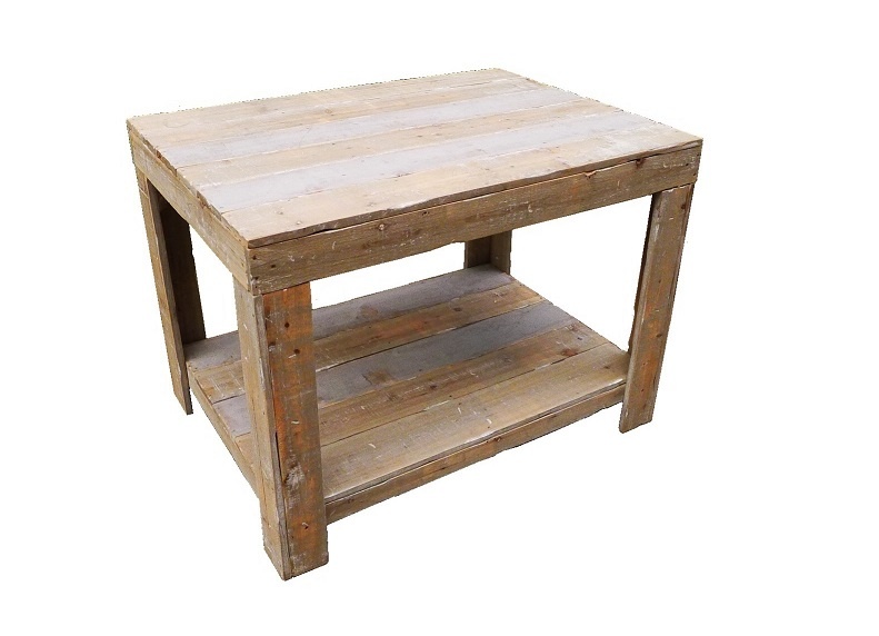 tafel verweerd hout met dubbel blad 110x78 - PindaPinda import export BV