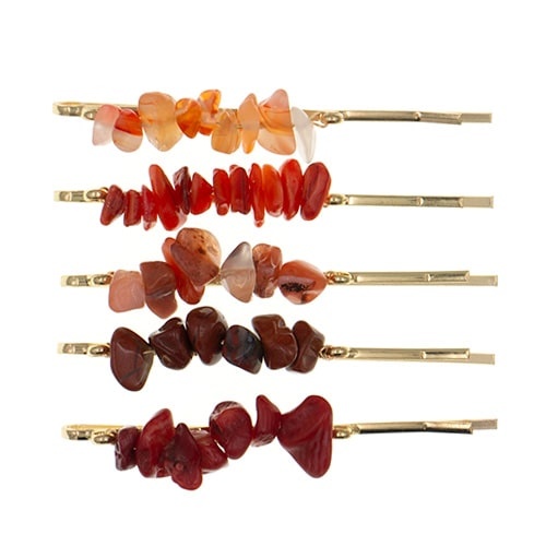 Haarschuifjes oranje/rode stenen 5 stuks - Goudhaartje