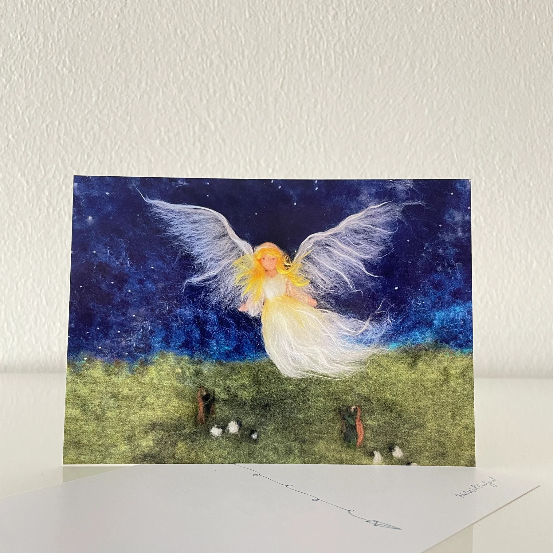 Ansichtkaart Herfst / Winter - Engel met herdertjes - Juffrouw Knots