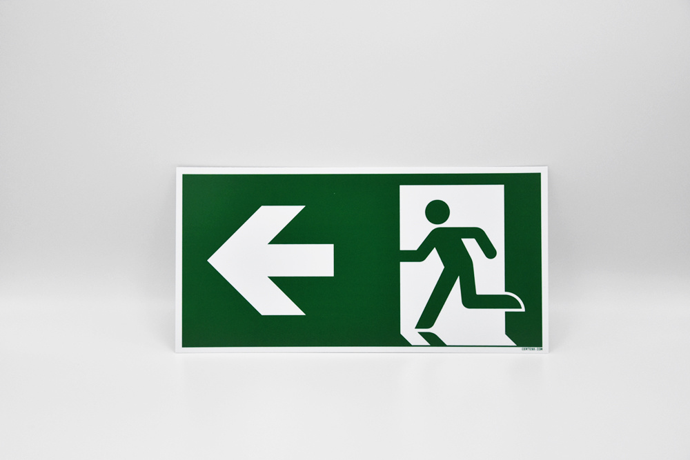 Pictogramme sortie de secours gauche pas cher ISO 7010 - Picto Promo ...
