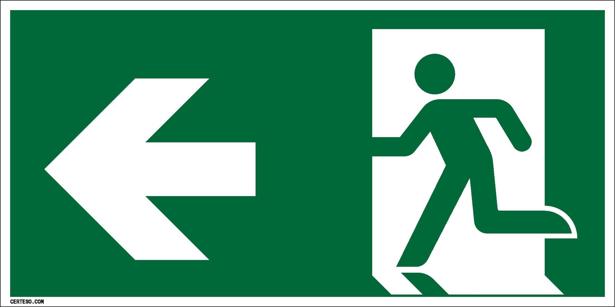 Pictogramme sortie de secours gauche pas cher ISO 7010 - Picto Promo ...