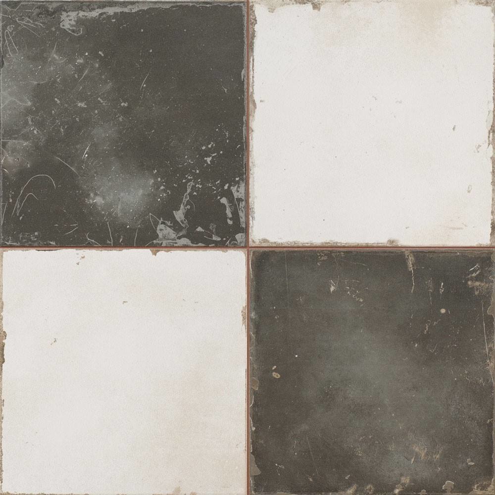 Traditonal Rustic Checkered Black and White Floor Tile 450x450mm ...