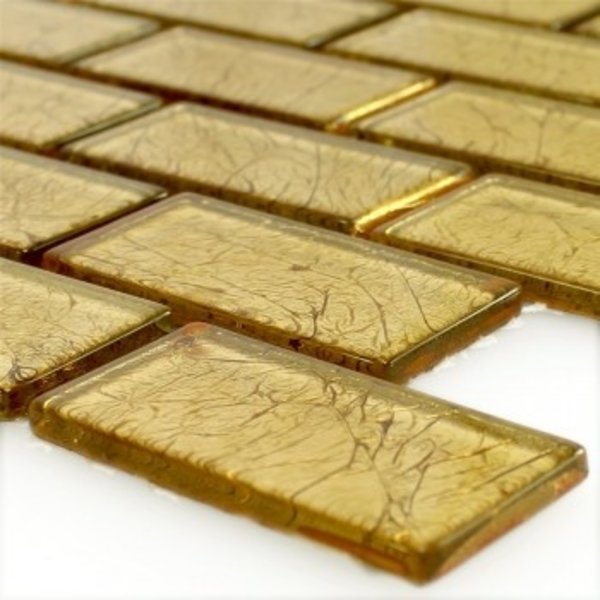 Gold Glass Brick Mosaic Tile 30x30cm Luxury Tiles
