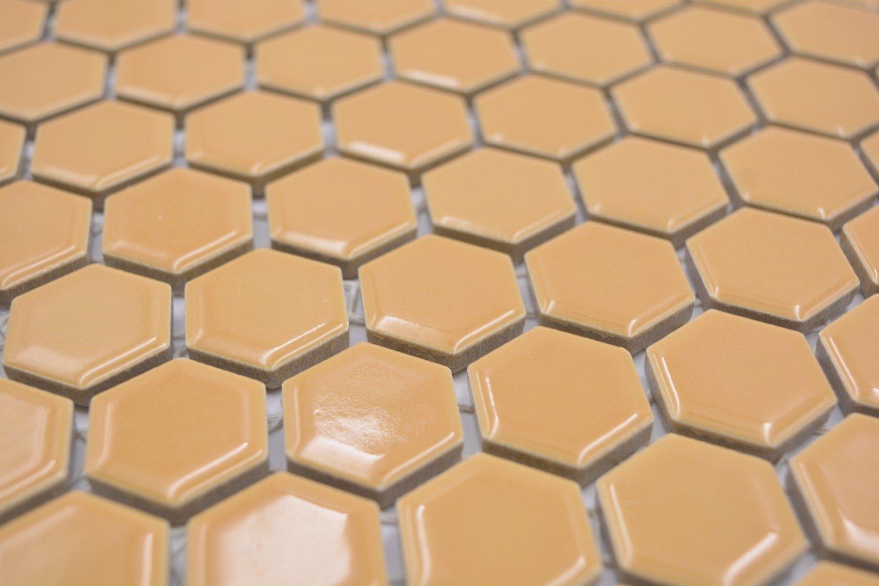 Yellow Mustard Gloss Hexagon Mosaic Tile - Luxury Tiles