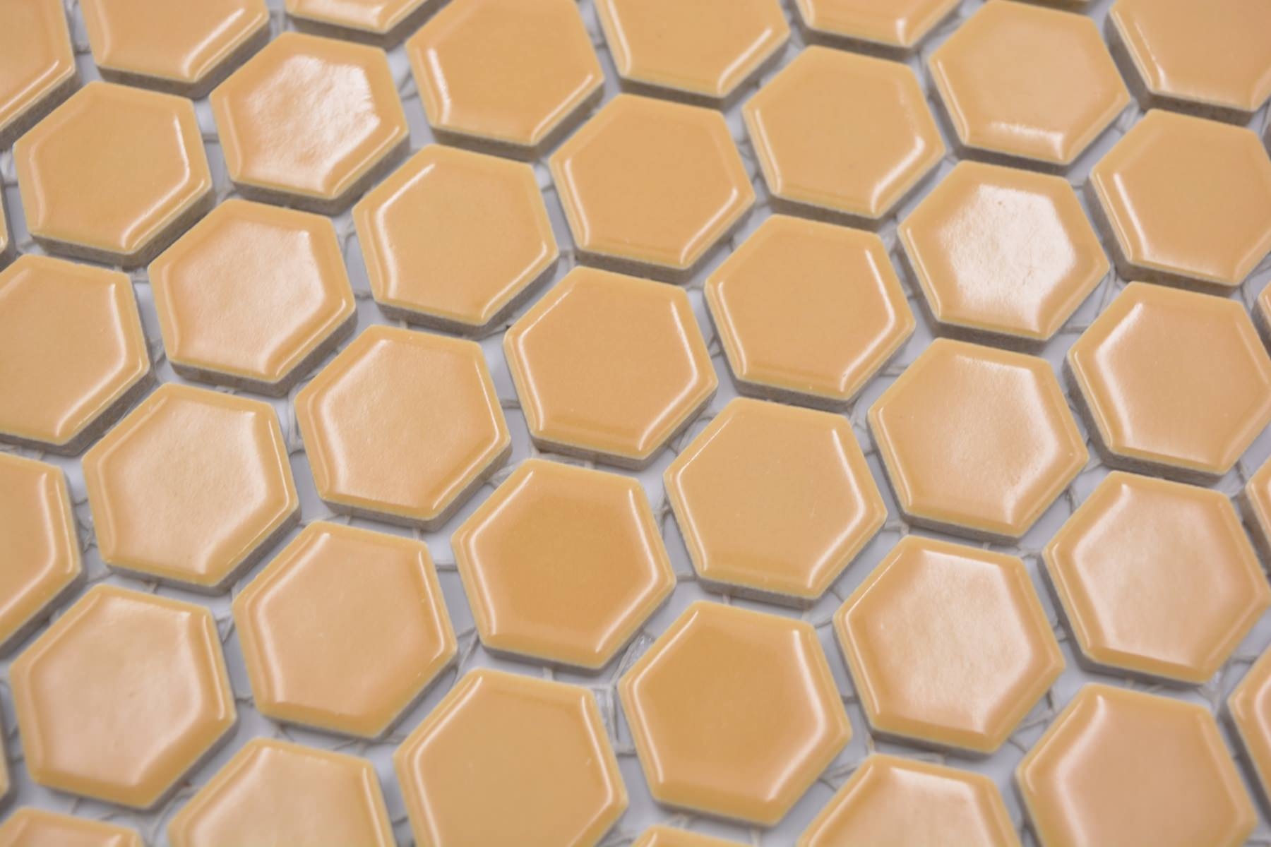 Yellow Mustard Gloss Hexagon Mosaic Tile - Luxury Tiles