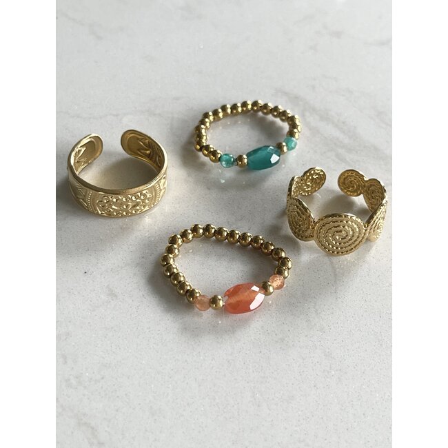 Blue Elastic Ring gold - stainless steel - Copy - Notbranded