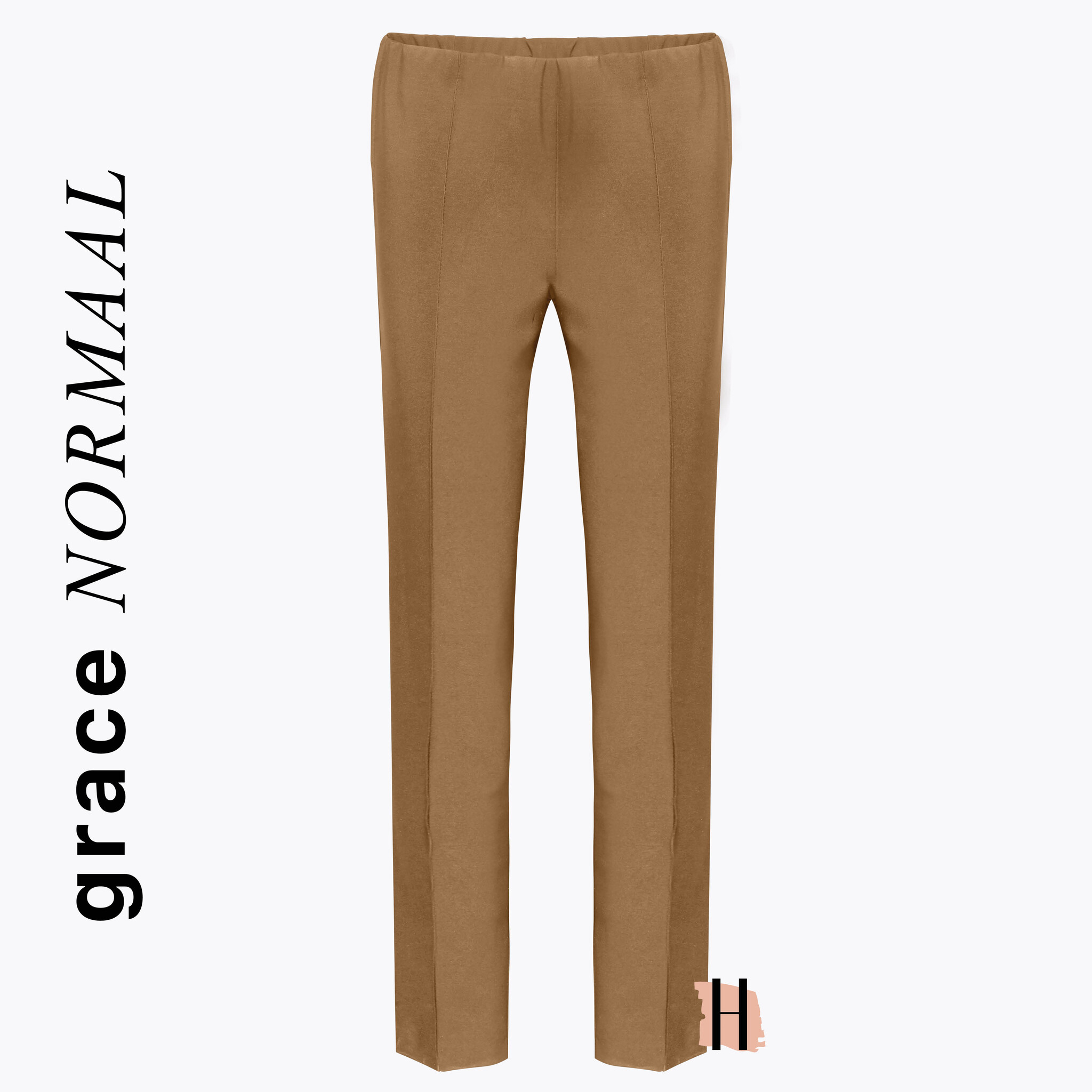 Hoffmans Mode's "Grace" Pantalon met Rondom Elastiek in Camel - Hoffmans Mode Online