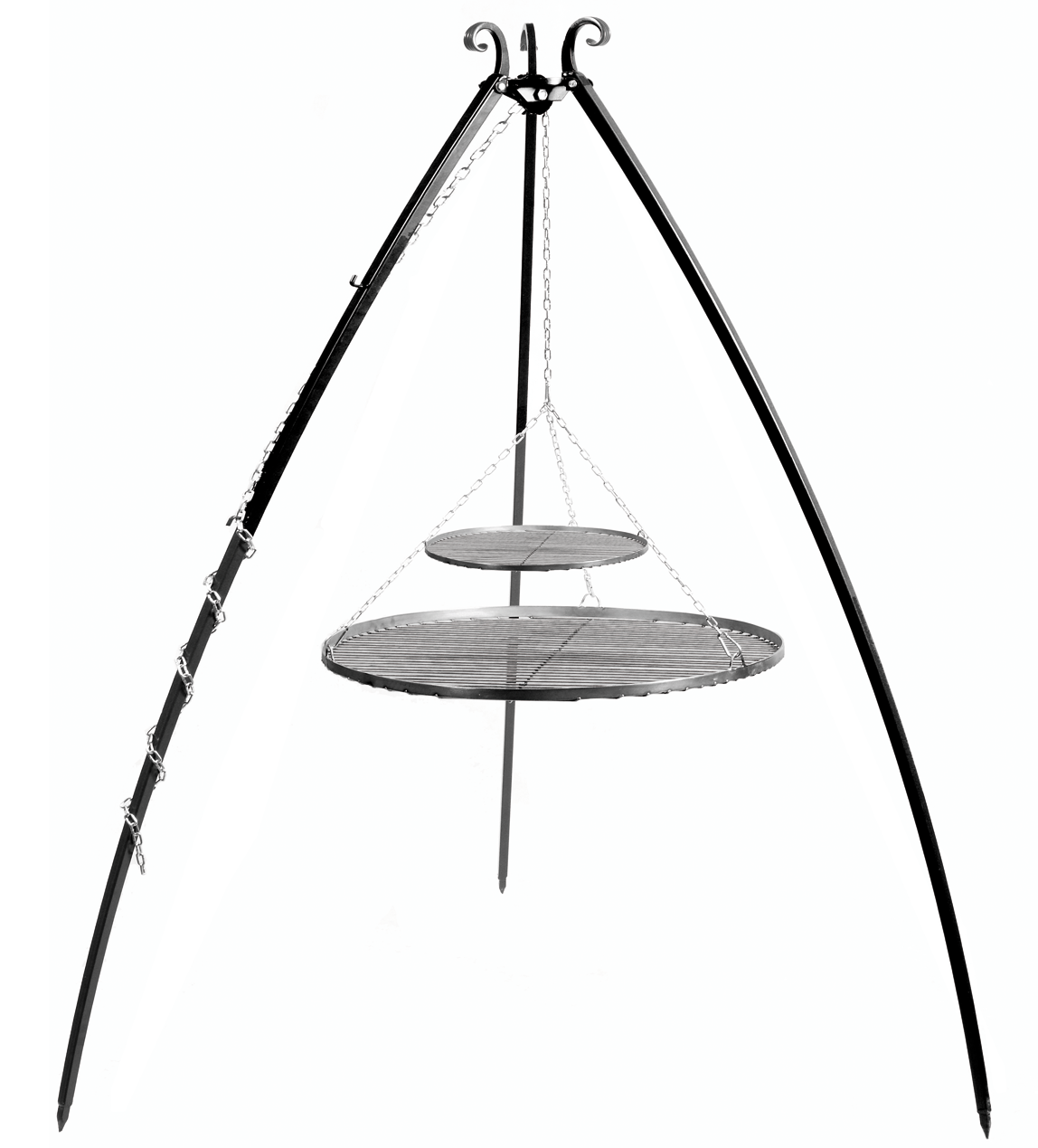 Driepoot Barbecue | Dubbel stalen grillrooster - Tuinartikelen.nu