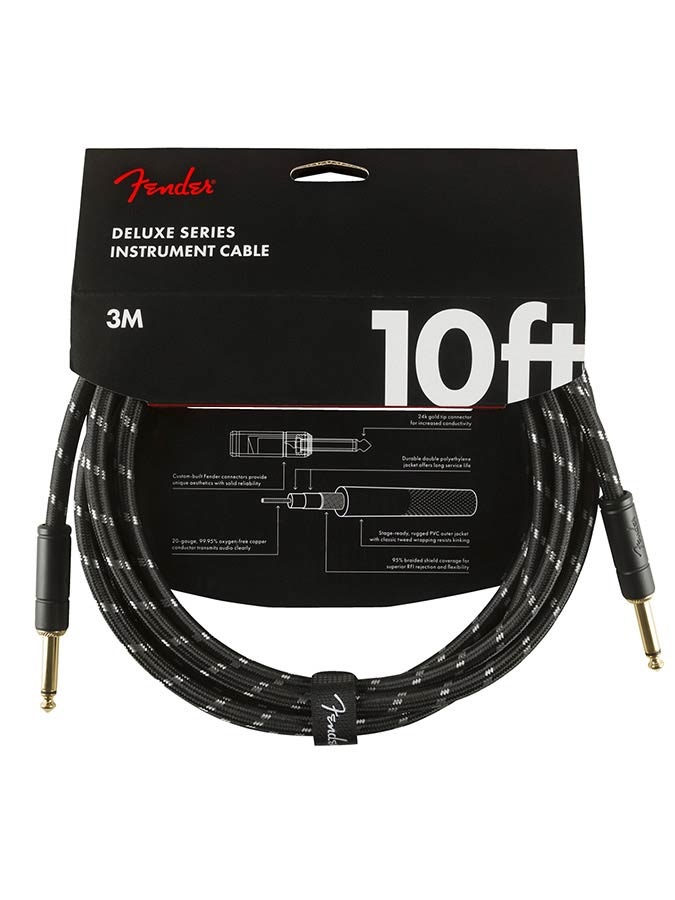 Fender Deluxe 10' inst cable black tweed - Prinz Guitars Amsterdam