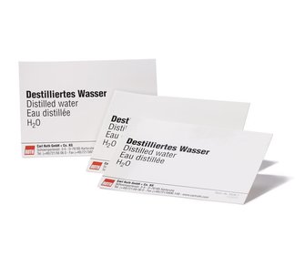 Chemical label , Distilled water - labels ondr.: Destill. Washer For ...
