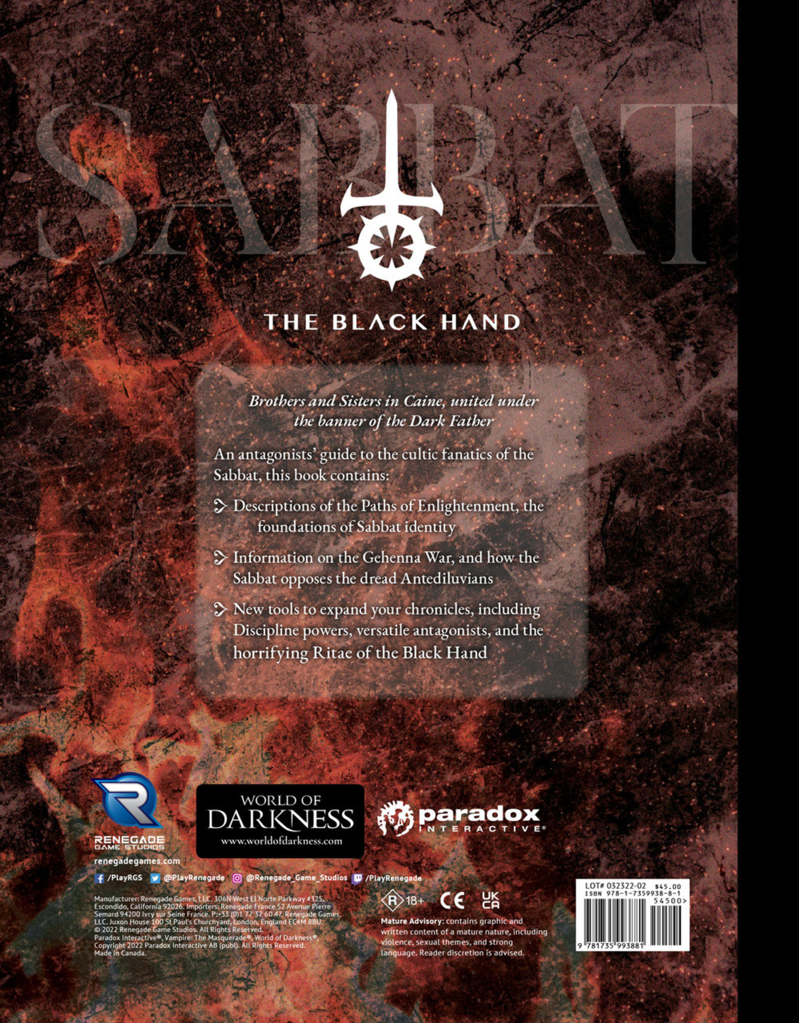 Vampire: The Masquerade 5th Ed. Sabbat (EN) - Tafelridder.nl