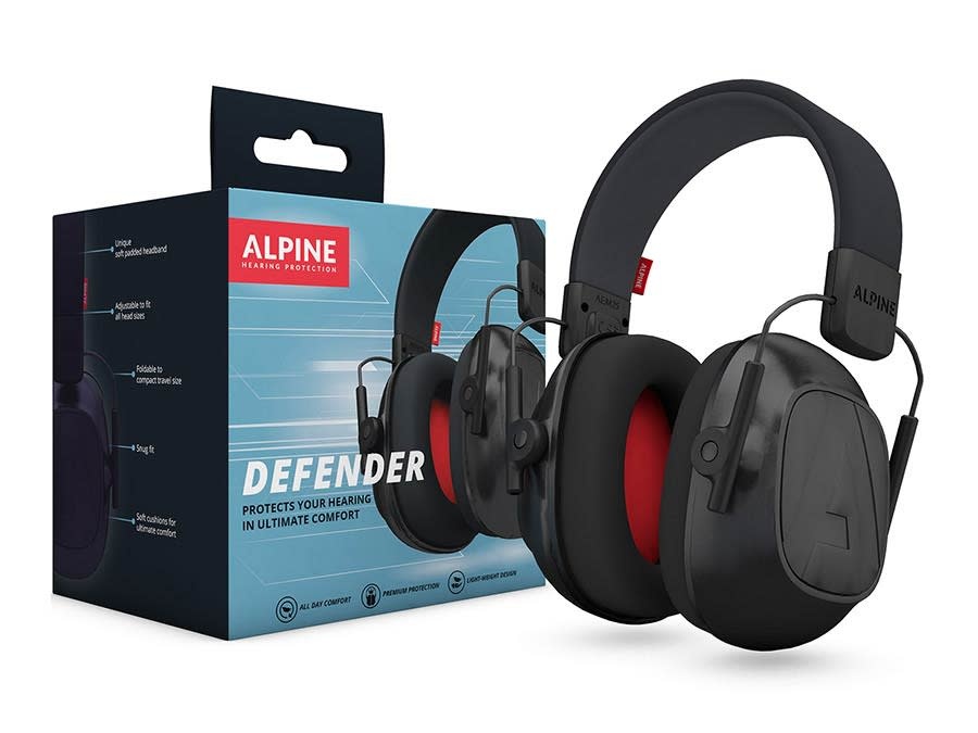 Alpine Hearing Protection Defender earmuff, black ALP-DEF - Busscherdrums