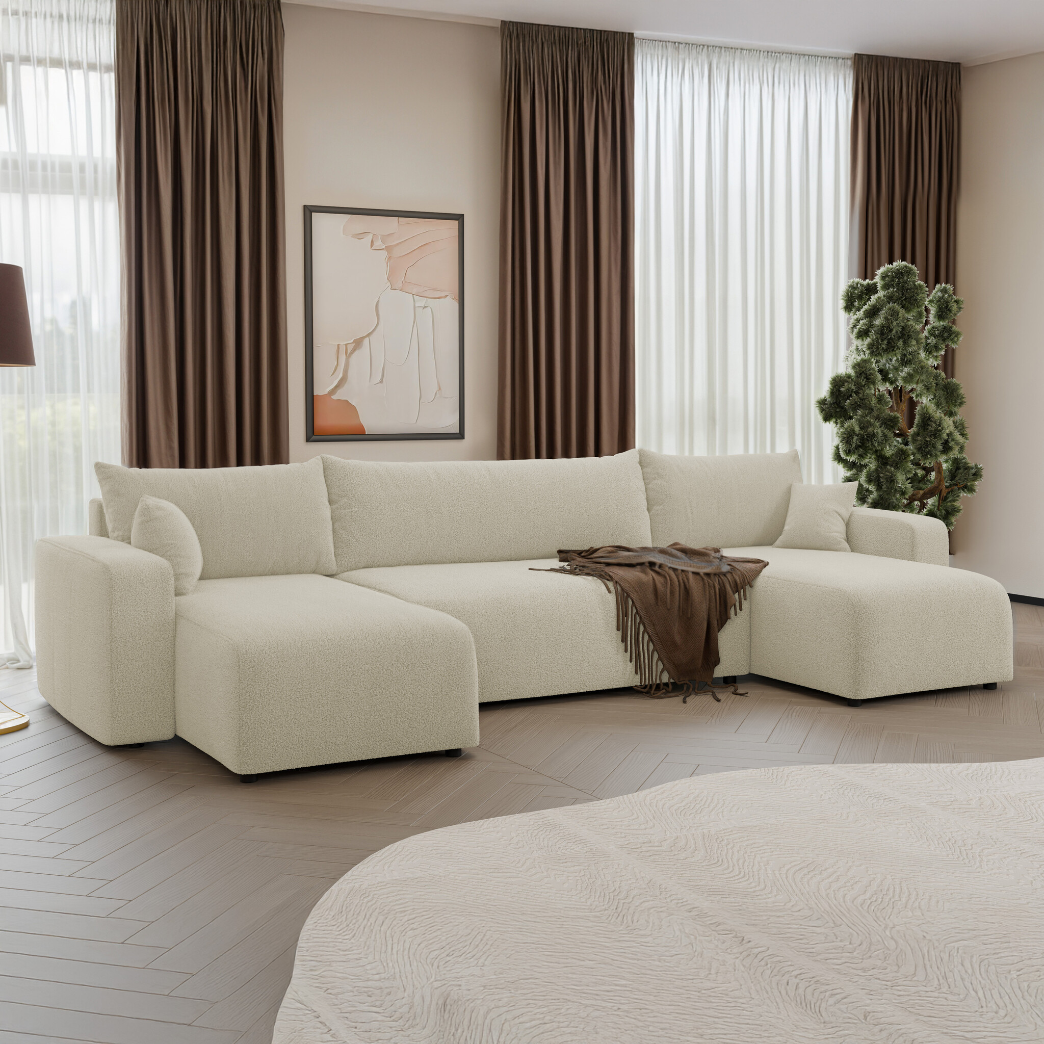 U-bank 4-zits: slaapbank met opbergruimte - Boxspringvoorraad