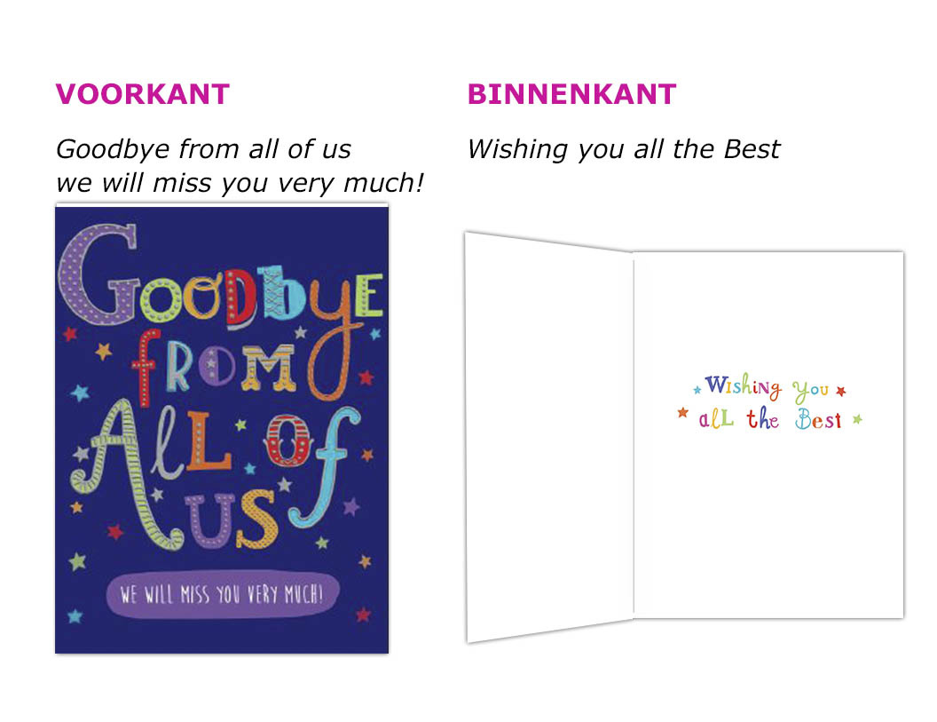 XL kaart - Goodbye from all of us - Snelwenskaart.nl