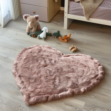 Kinder Vloerkleed Comfy Heart - Roze - 123vloerkleed.nl