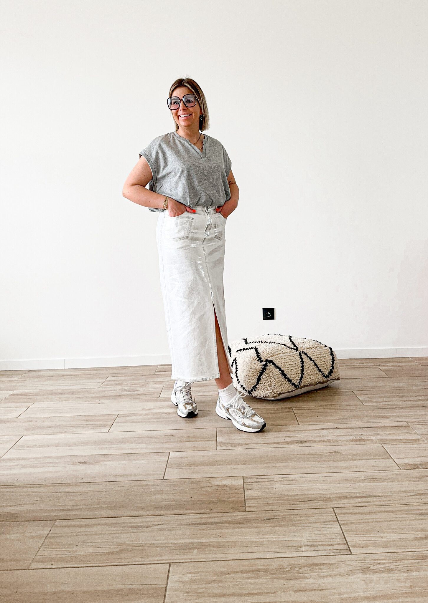 Washed shiny skirt grey - Joy de vivre Antwerp BV