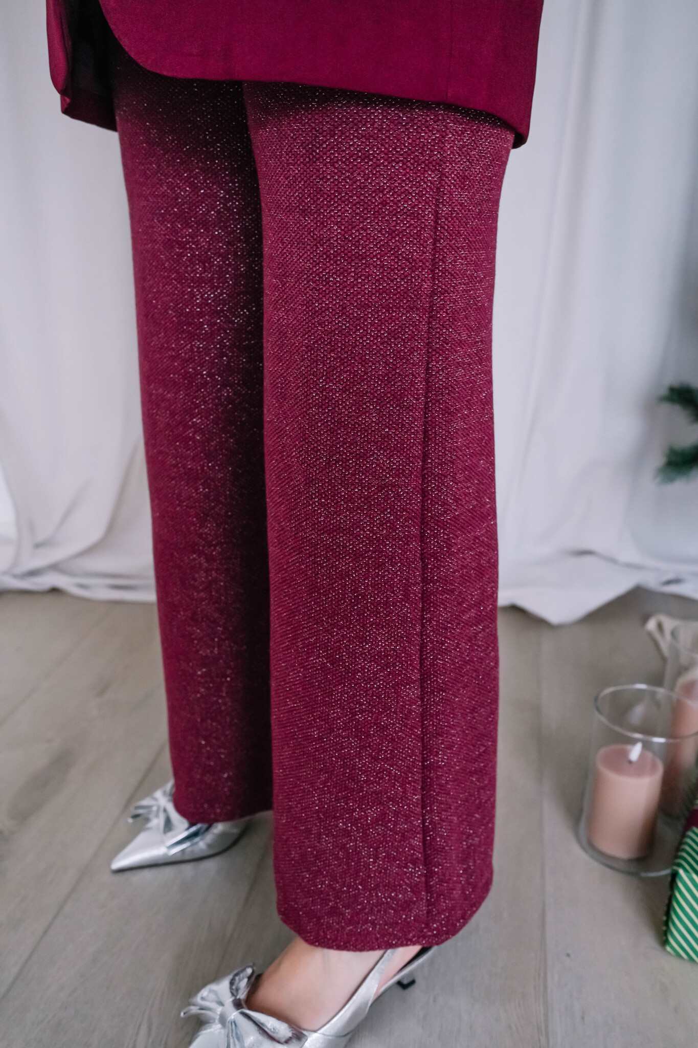 Glitter pants burgundy - Joy de vivre Antwerp BV