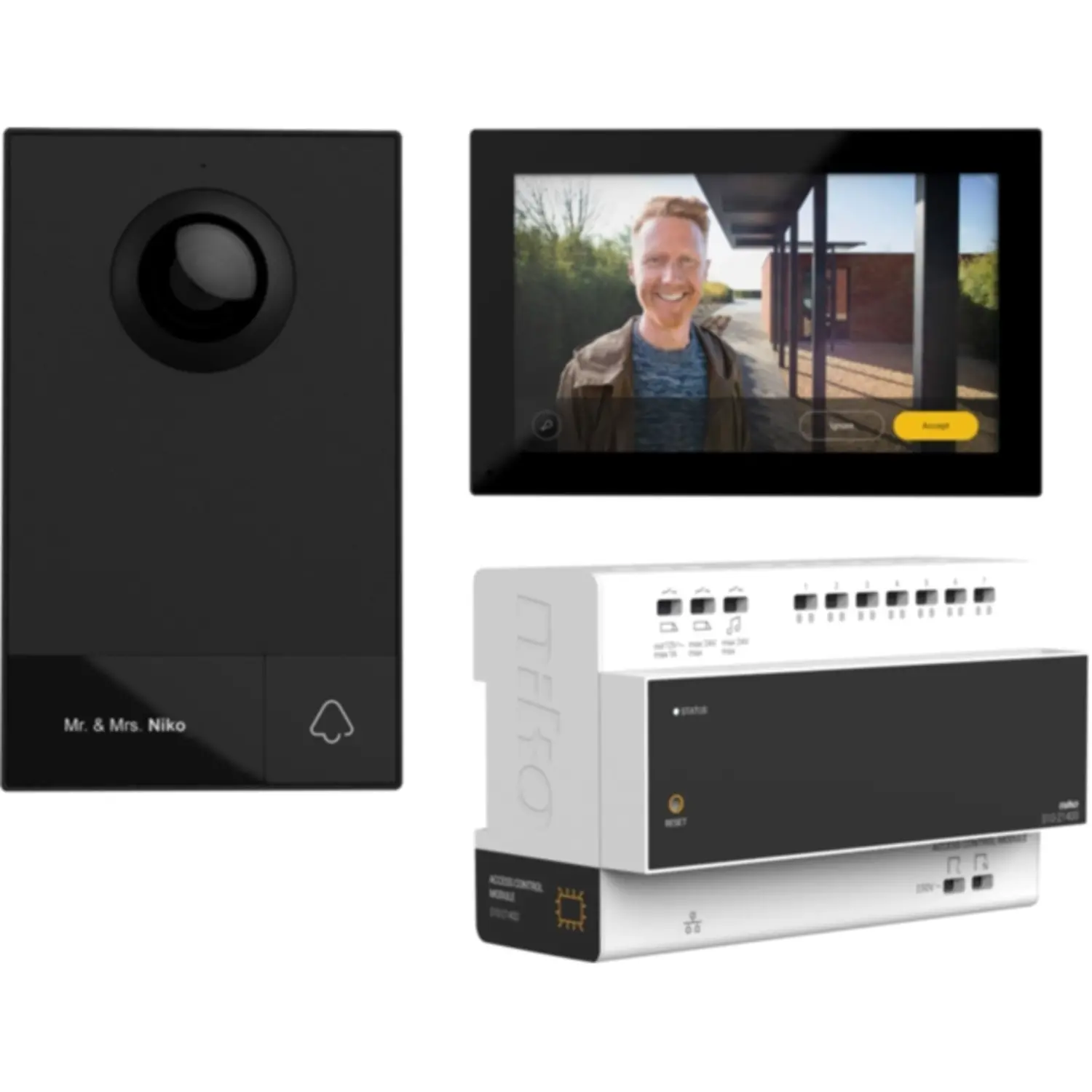 Niko videokit buiten en binnenpost met rail toegangsmodule - Nikostore.nl