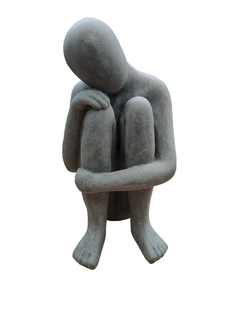 Stone statue sitting man head on knee | Gray | 38cm | Eliassen.nl ...