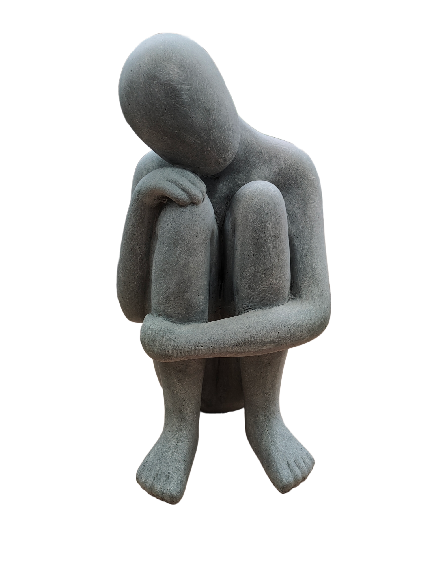 Stenen beeld zittende man hoofd op knie | Grijs | 38cm | Eliassen.nl ...