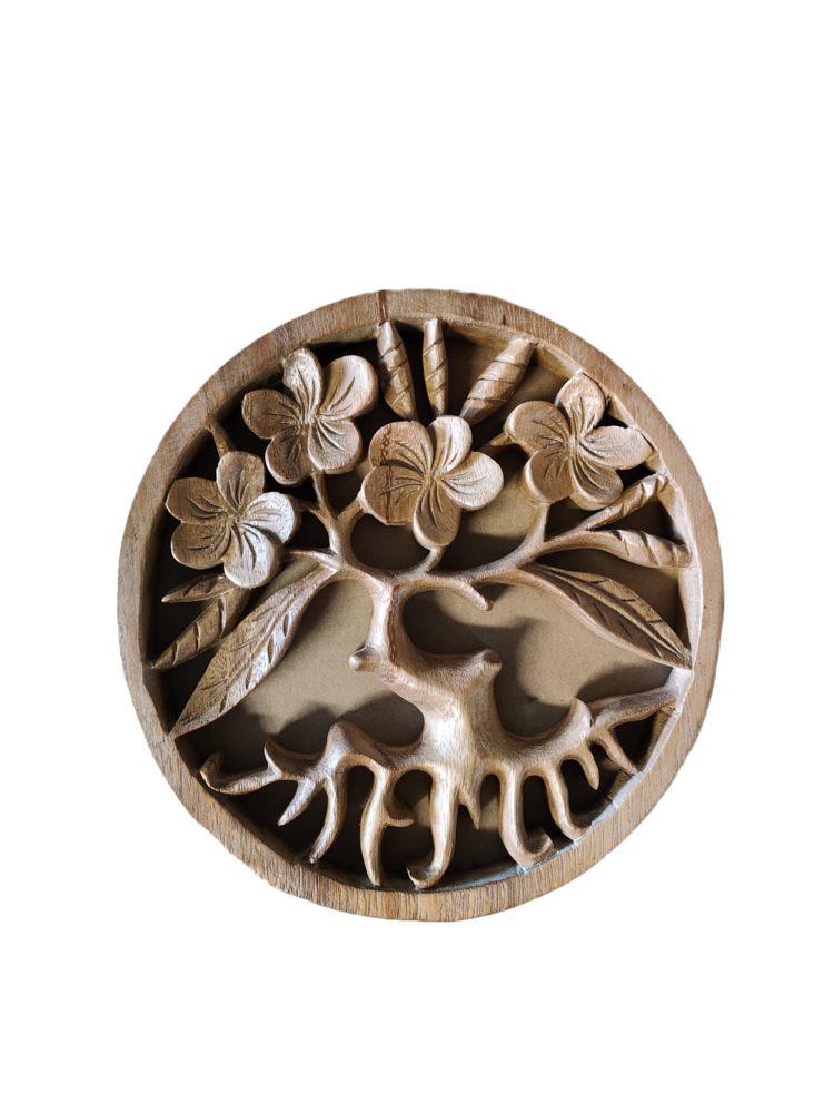 Wandpaneeltje hout rond Levensboom met bloemen 20cm - Eliassen Home ...