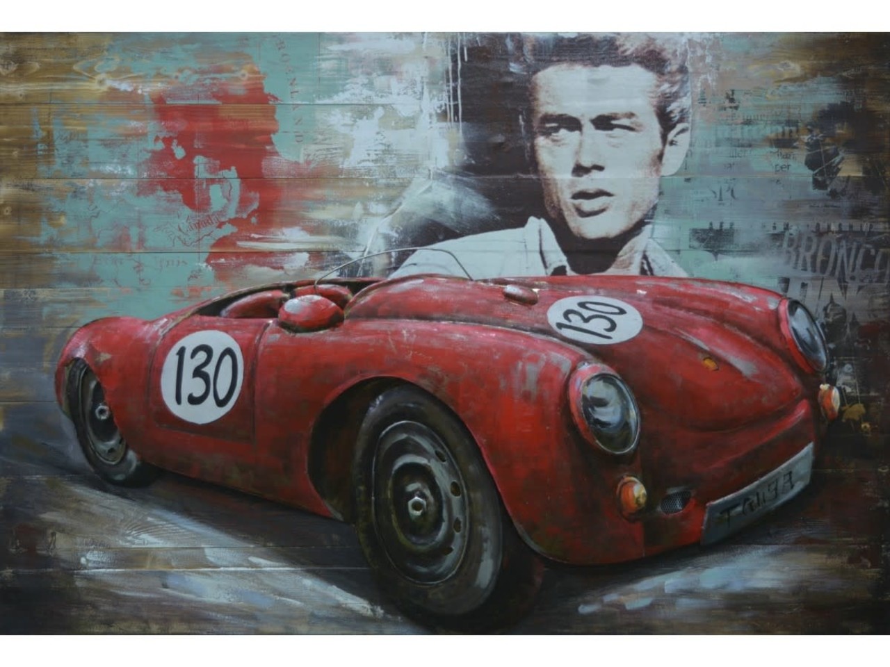 Metalen 3d schilderij Rode auto James Dean - Eliassen Home & Garden ...