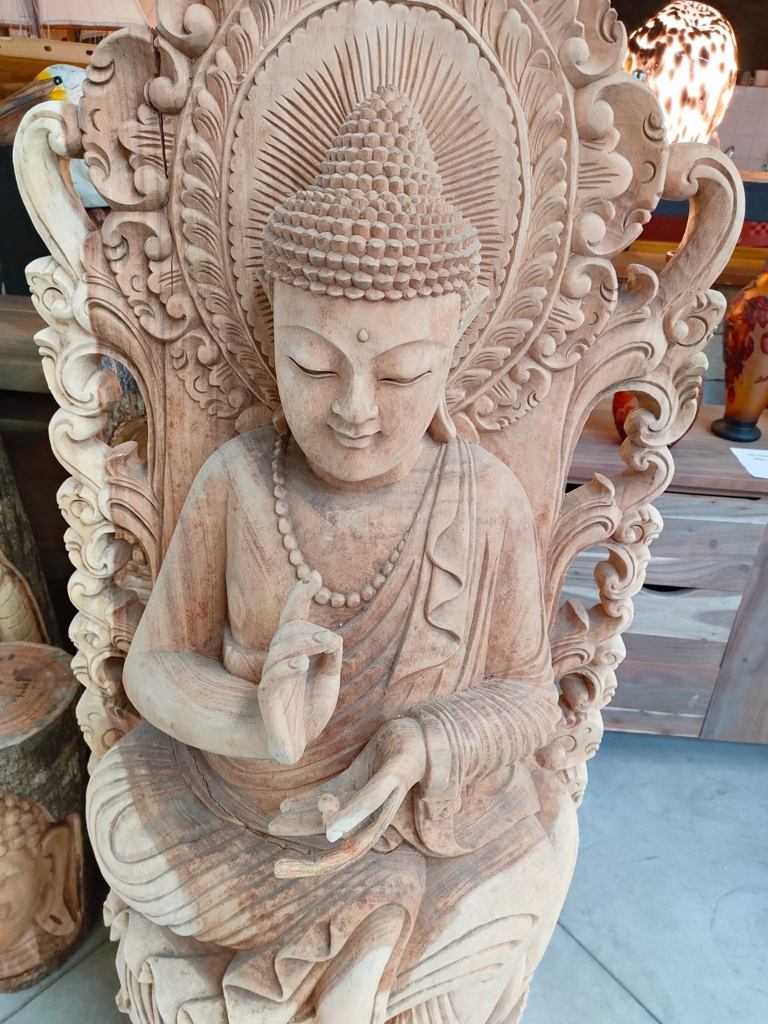 Boeddha beeld van hout staand 154cm - Eliassen Home & Garden Pleasure