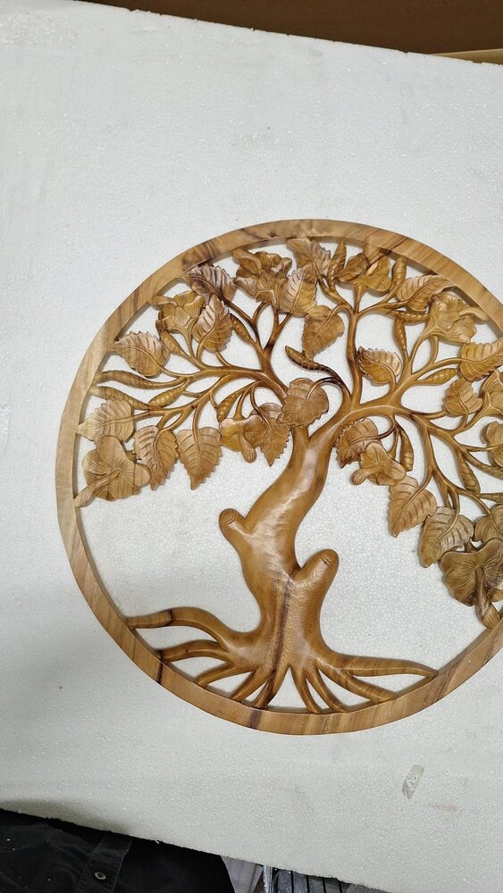 Wall panel wood round Tree of Life beech leaf 60cm - Eliassen Home ...