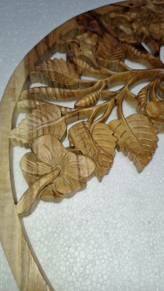 Wandpaneel hout rond Levensboom beukenblad 60cm - Eliassen Home ...