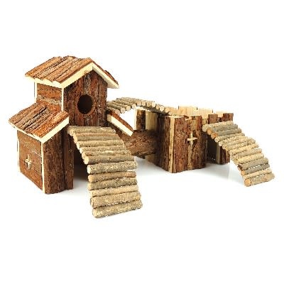 Small Animal Wooden Double House - Angell Pets