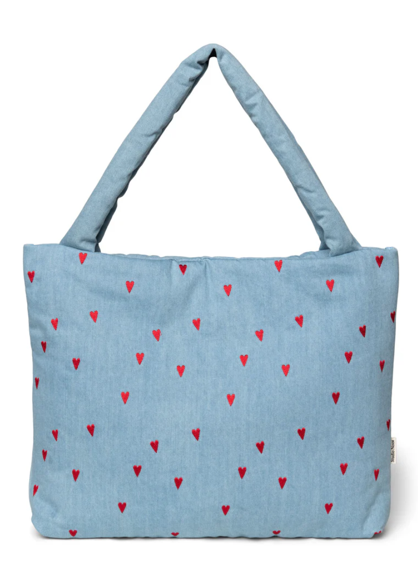 Studio Noos Denim Hearts Mom Bag - Met Muisjes