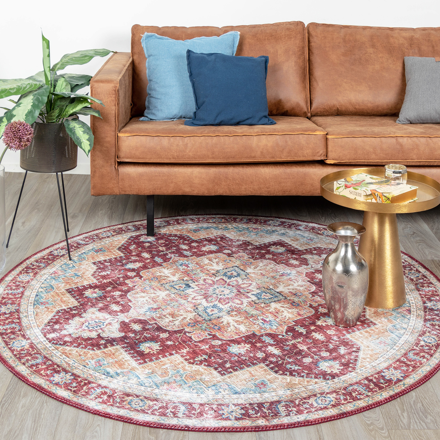 Teppich Vintage Rund - Azara Rot - Volero