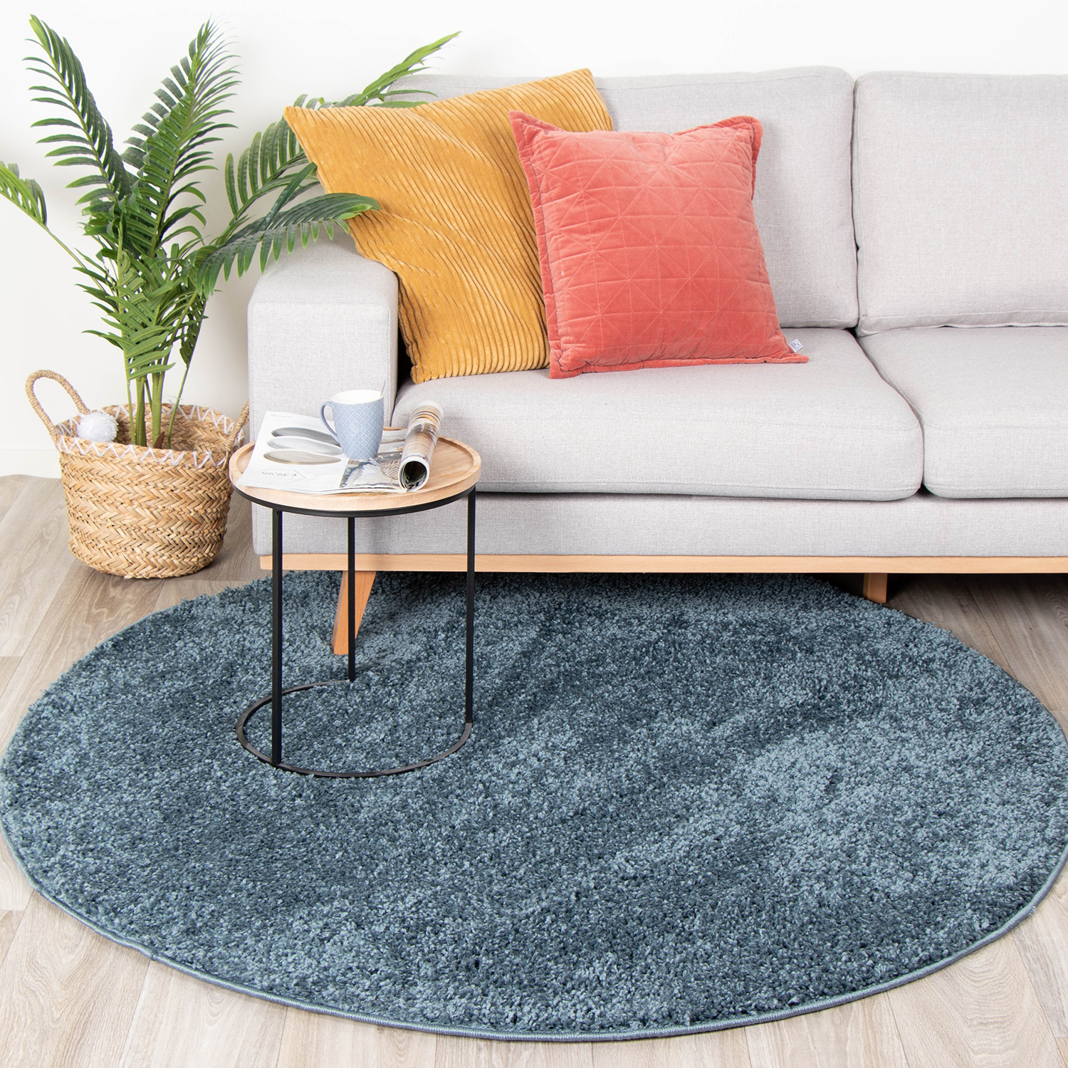 Teppich Hochflor Rund - Lofty Blau - Volero | Jetzt Teppiche shoppen ...