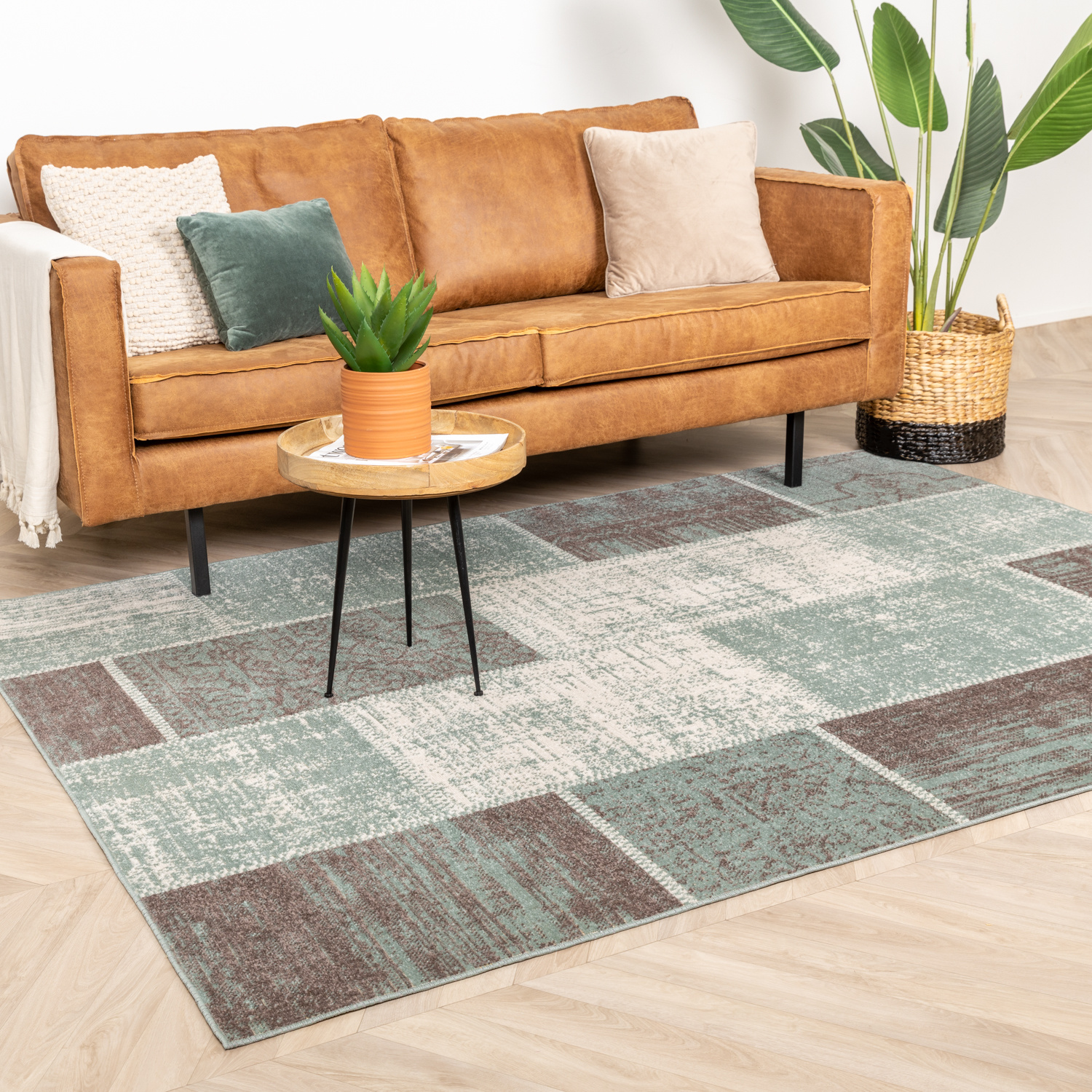 Teppich Vintage - Spring Patchwork Grün Grau - Volero | Jetzt Teppiche ...