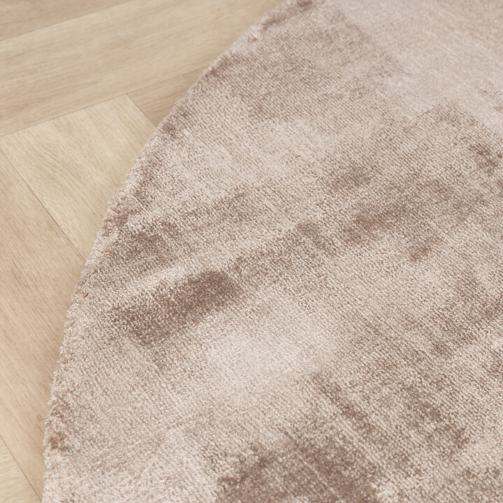 Viskose Teppich Rund - Pearl Taupe | Glanz für Daheim - Volero