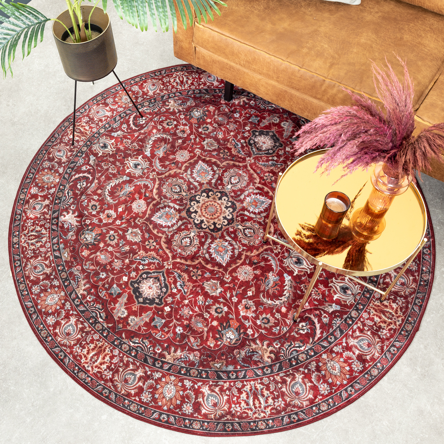 Teppich Vintage Rund - Imagine Medaillon Rot - Volero