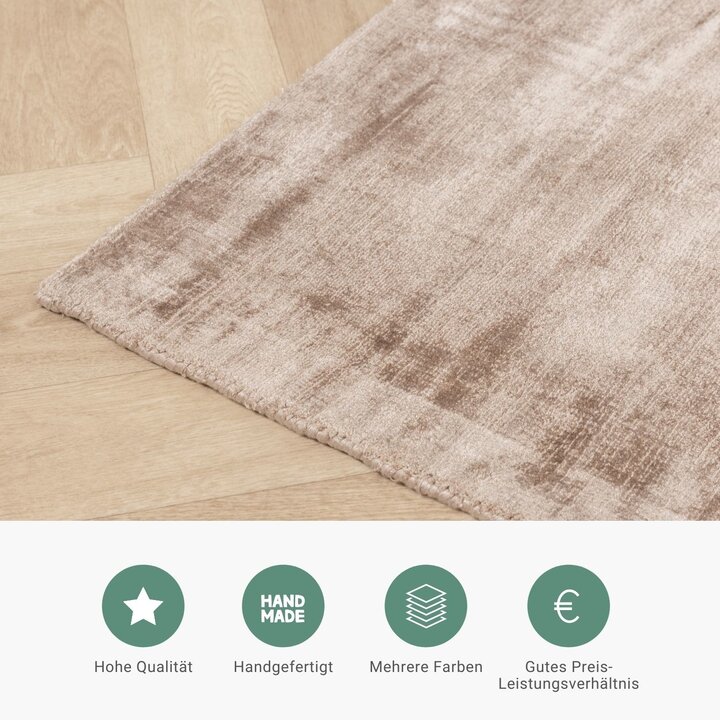 Viskose Teppich Rund - Pearl Taupe | Glanz für Daheim - Volero