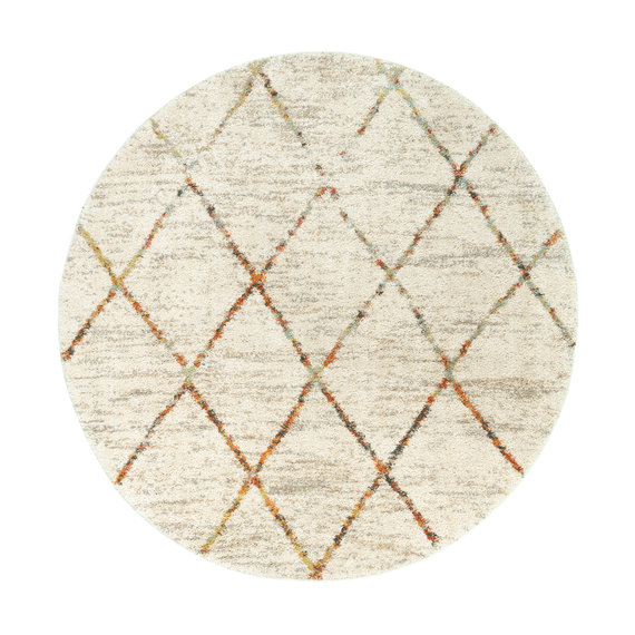 Hochflor Teppich Rund - Blend Lines Creme/Bunt | Klassik - Volero ...